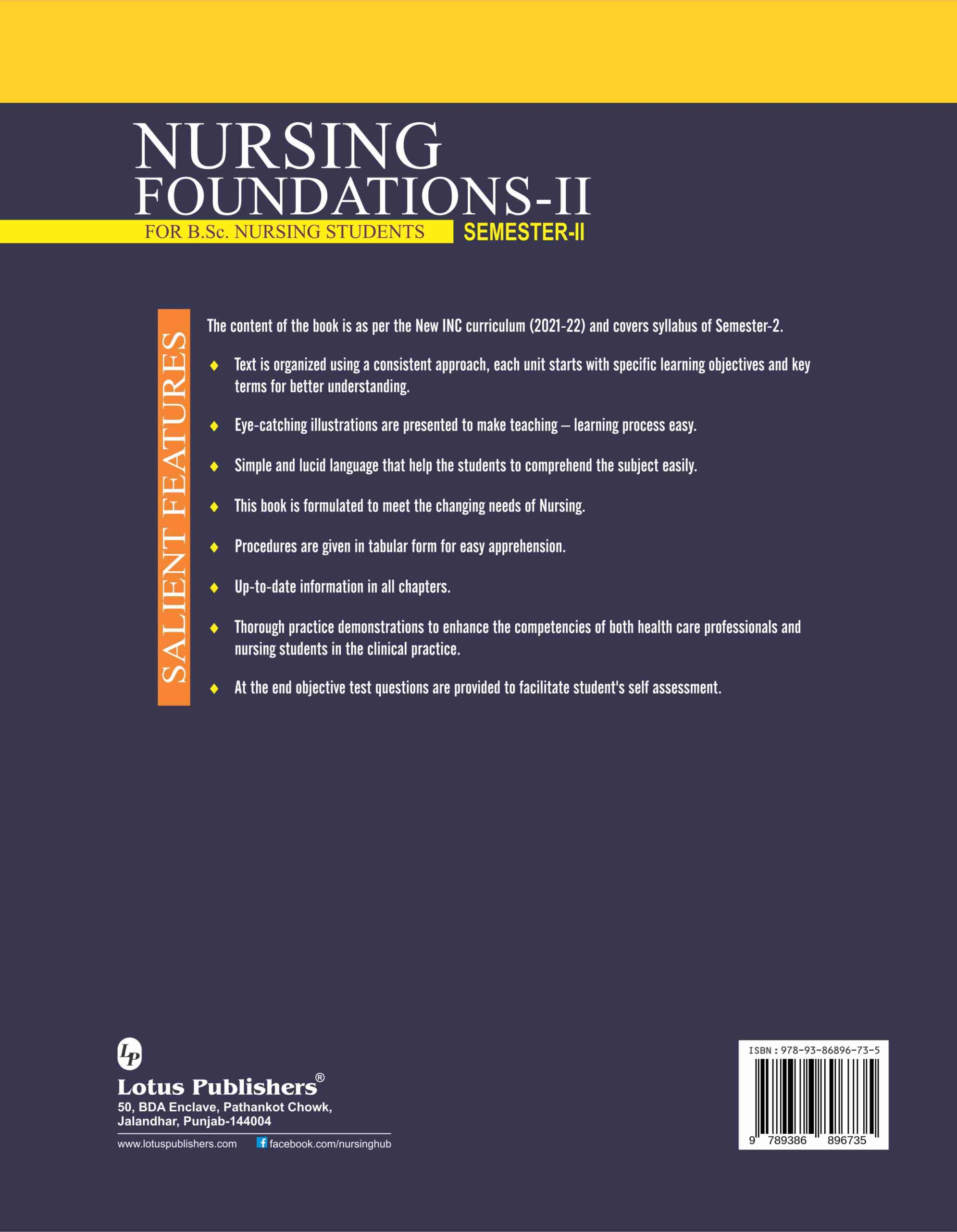 Nursing Foundations-2 For B.Sc. Nursing Students | Lotus Publishers